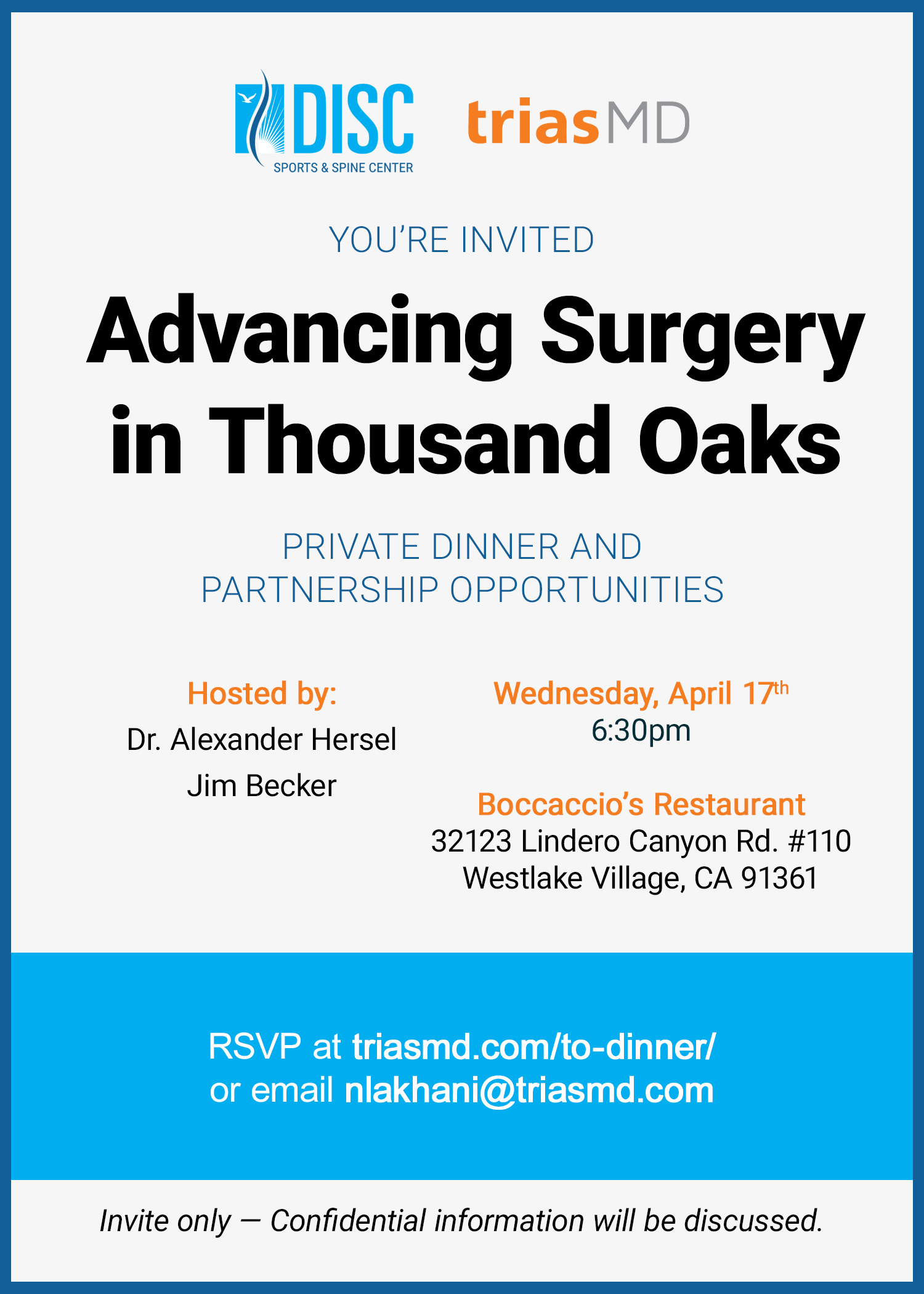 Thousand Oaks MD Dinner – TriasMD